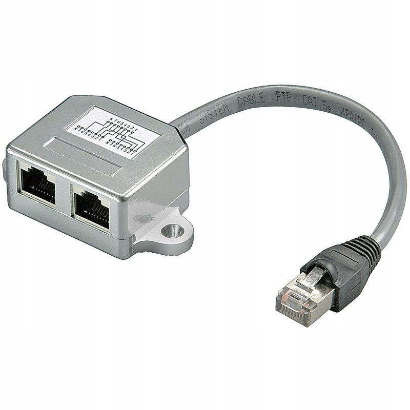Rozgałęźnik split wtyków LAN RJ45 1/2 FTP 2x CAT5e - 7686117957 ...