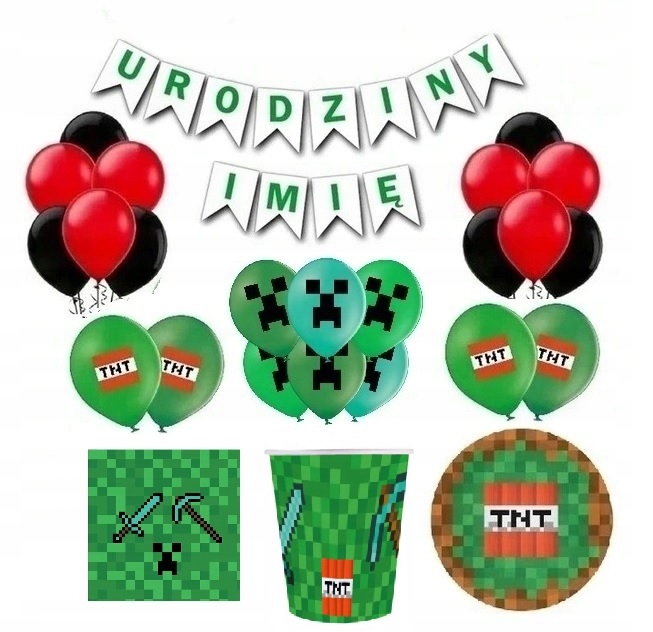 Zestaw Balony Ludzik Minecraft Urodziny Imię - 12809366141 - oficjalne ...