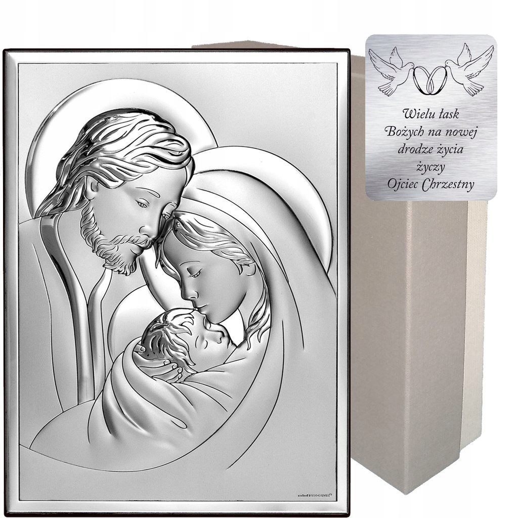 OBRAZ SREBRNY ŚWIĘTA RODZINA PREZENT ŚLUB GRAWER - 11602715555 - oficjalne archiwum Allegro