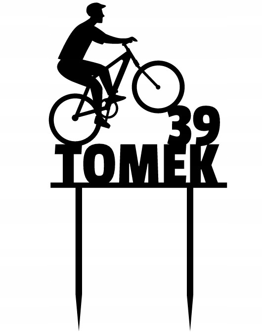 Topper na tort z rowerem dla kolarza Dowolny napis - 11946964598 ...