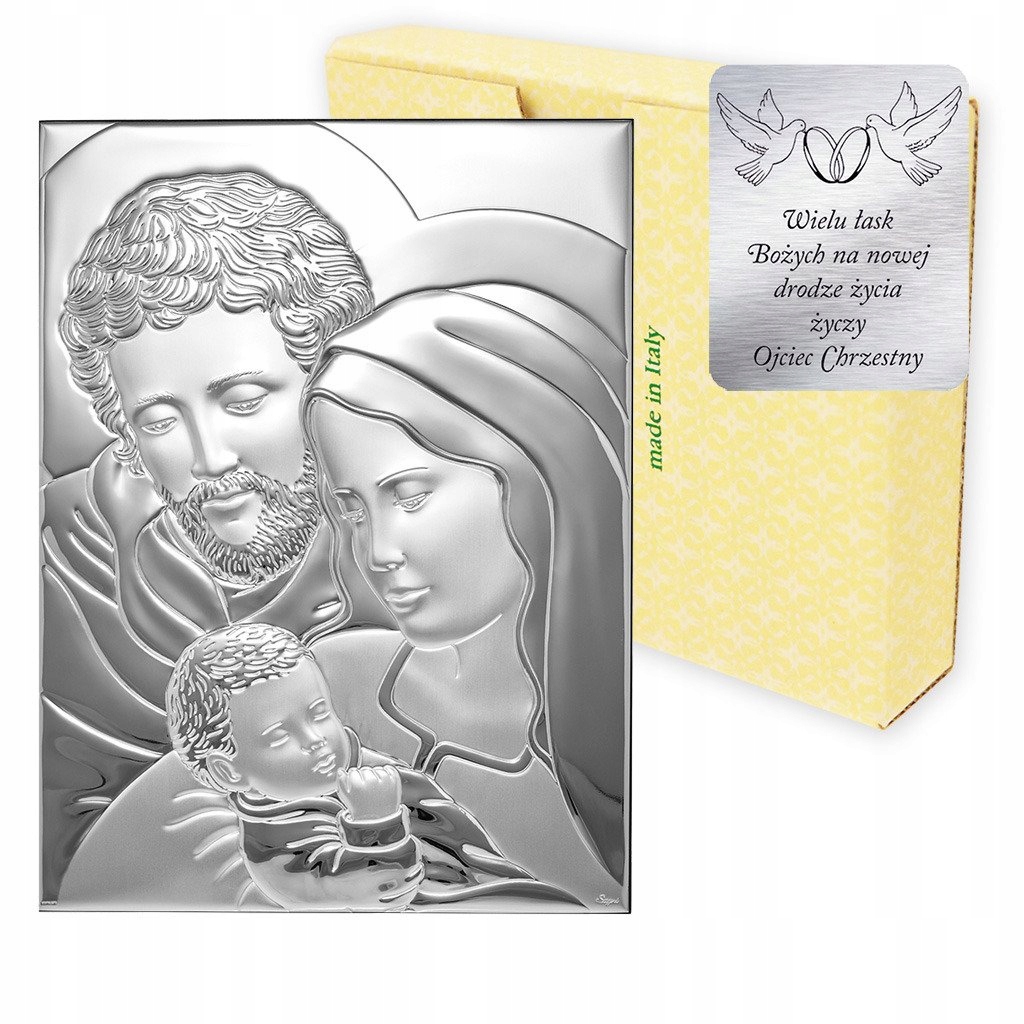 Obraz srebrny Święta Rodzina Prezent Ślub GRAWER - 7767598784 - oficjalne archiwum Allegro