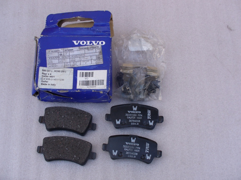 VOLVO ORYG. KLOCKI HAMULCOWE TYŁ S80 XC60 30794554 - 11132517833 - oficjalne archiwum Allegro