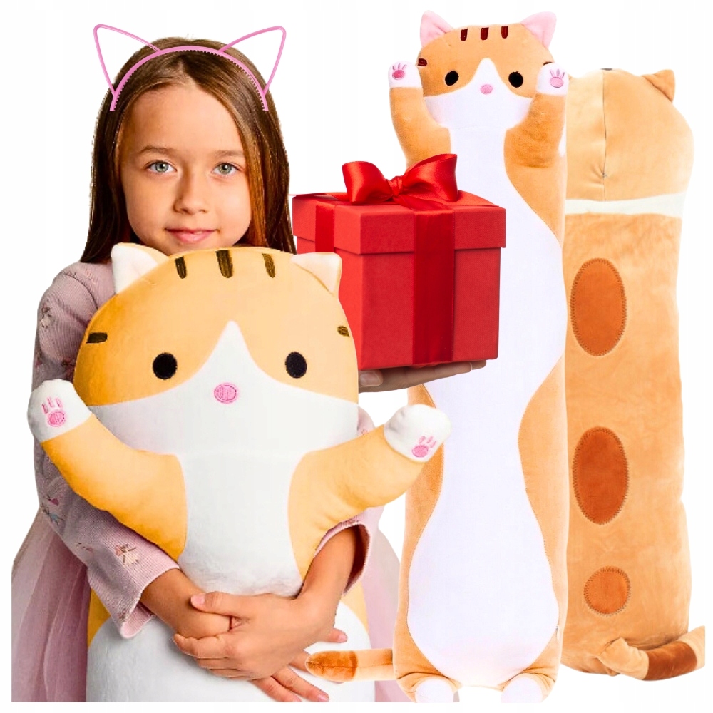 PLUSZAK KOT RUDY MASKOTKA PARÓWKA KICIA DUŻY XXL MIĘKKI DŁUGI PREZENT ...