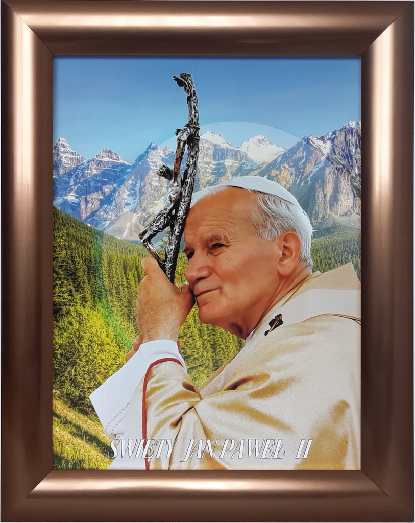 OBRAZ 49x39 ŚWIĘTY JAN PAWEŁ II MIEDZIANA RAMA - 12764983200 ...