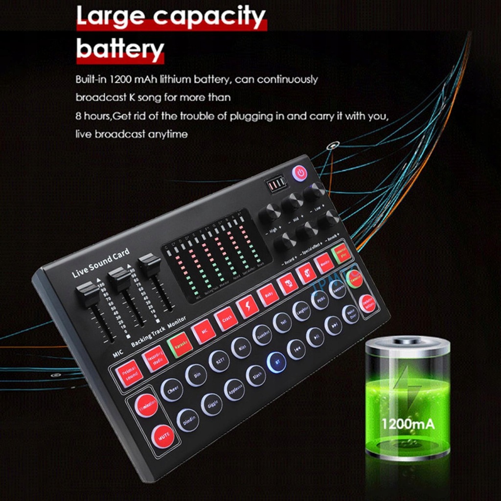 M9 Sound Card Mixer Board Noise Reduction External USB Audio Interface ...
