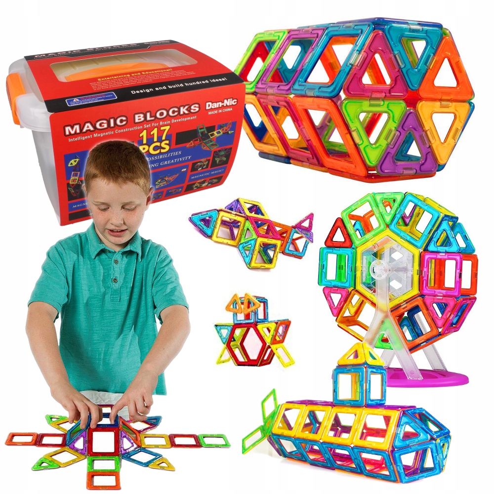 KLOCKI MAGNETYCZNE 117 ELEMENTÓW MAGIC BLOCKS Z215 - 7685928113 ...
