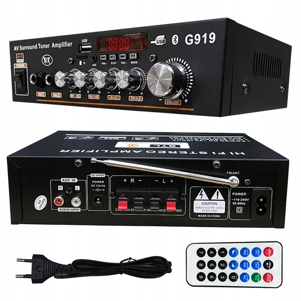 WZMACNIACZ DŹWIĘKU 5.0 STEREO HIFI BLUETOOTH USB SD FM AMPLI Z PILOTEM - 17069969195 - oficjalne ...