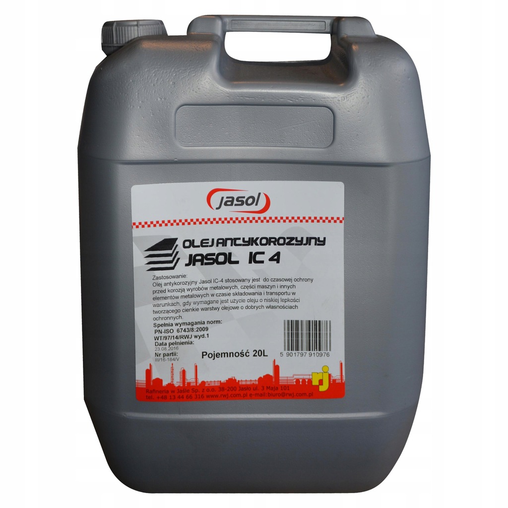 OLEJ ANTYKOROZYJNY, CZYSZCZĄCY JASOL IC 4 20L - 7373370247 - oficjalne archiwum Allegro