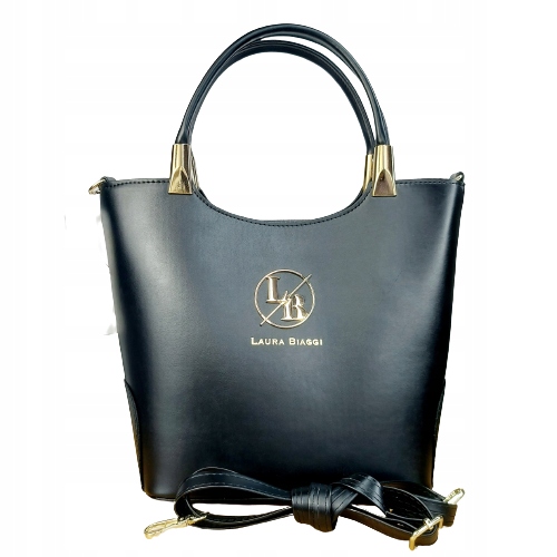 Laura Biaggi torebka kuferek czarna eko skóra - 13623349272 - oficjalne archiwum Allegro