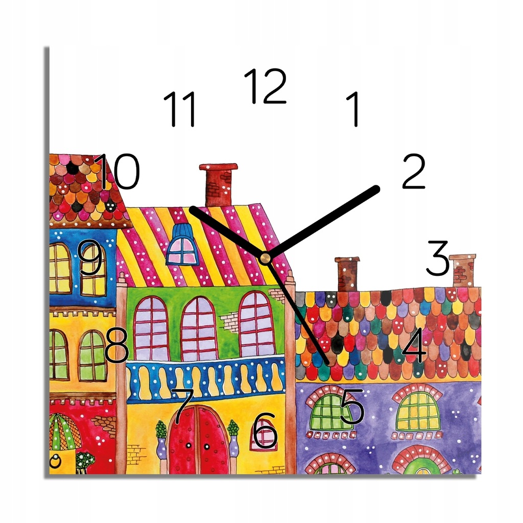 Domy rysunek kolory foto-zegar na ścianę 30x30 - 12036571523 ...