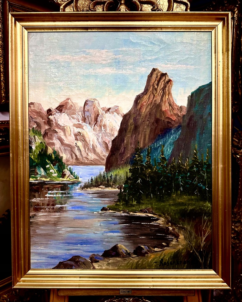 ROSENKRANS - RZEKA WŚRÓD GÓR STARY PIĘKNY OBRAZ - 15048288590 ...