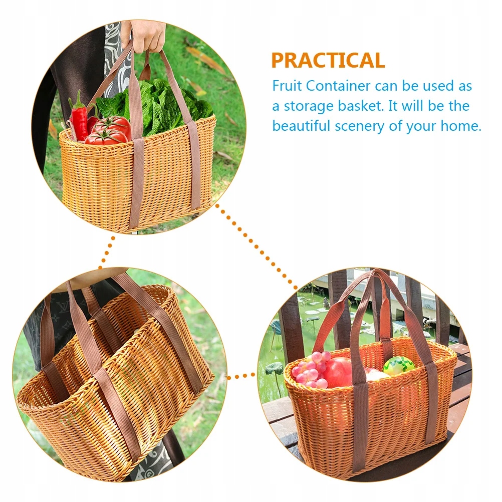 RATTAN GROCERY BASKET MAKEUP TOTE WICKER HAMPER 14230652833 oficjalne archiwum Allegro