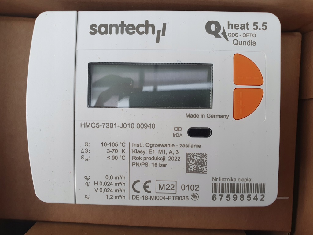 Ciepłomierz Santech Qundis 1/2" 0,6m3/h ZASILANIE - 15128862053 - oficjalne archiwum Allegro