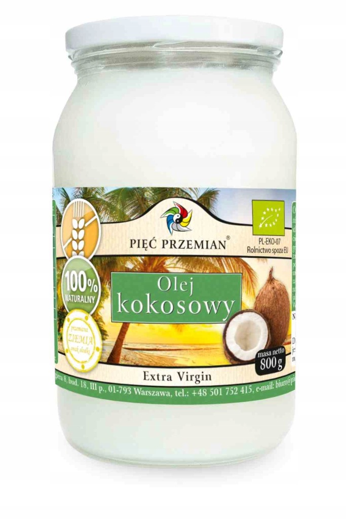 PIĘĆ PRZEMIAN Olej kokosowy BIO extra virgin 800 g - 12950687770 - oficjalne archiwum Allegro