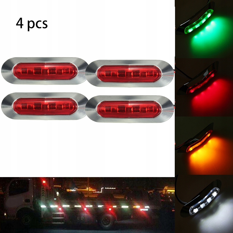 4x4 red LED Side Marker Indicator Light Lamp Car Truck Trailer Lorry 12 ...