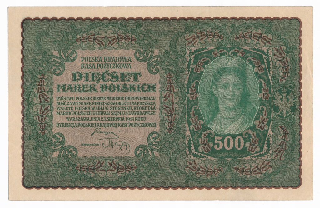 Polska, 500 marek 1919, II Serja L, st. 1-/2+ - 15121287100 - oficjalne ...