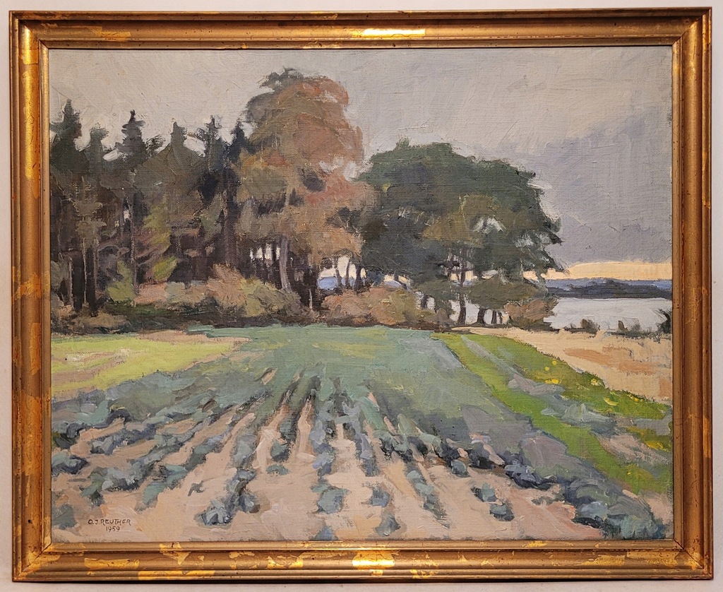 O.J.REUTHER - „ PEJZAŻ Z LASEM ” obraz olejny 1959 - 14035913150 ...