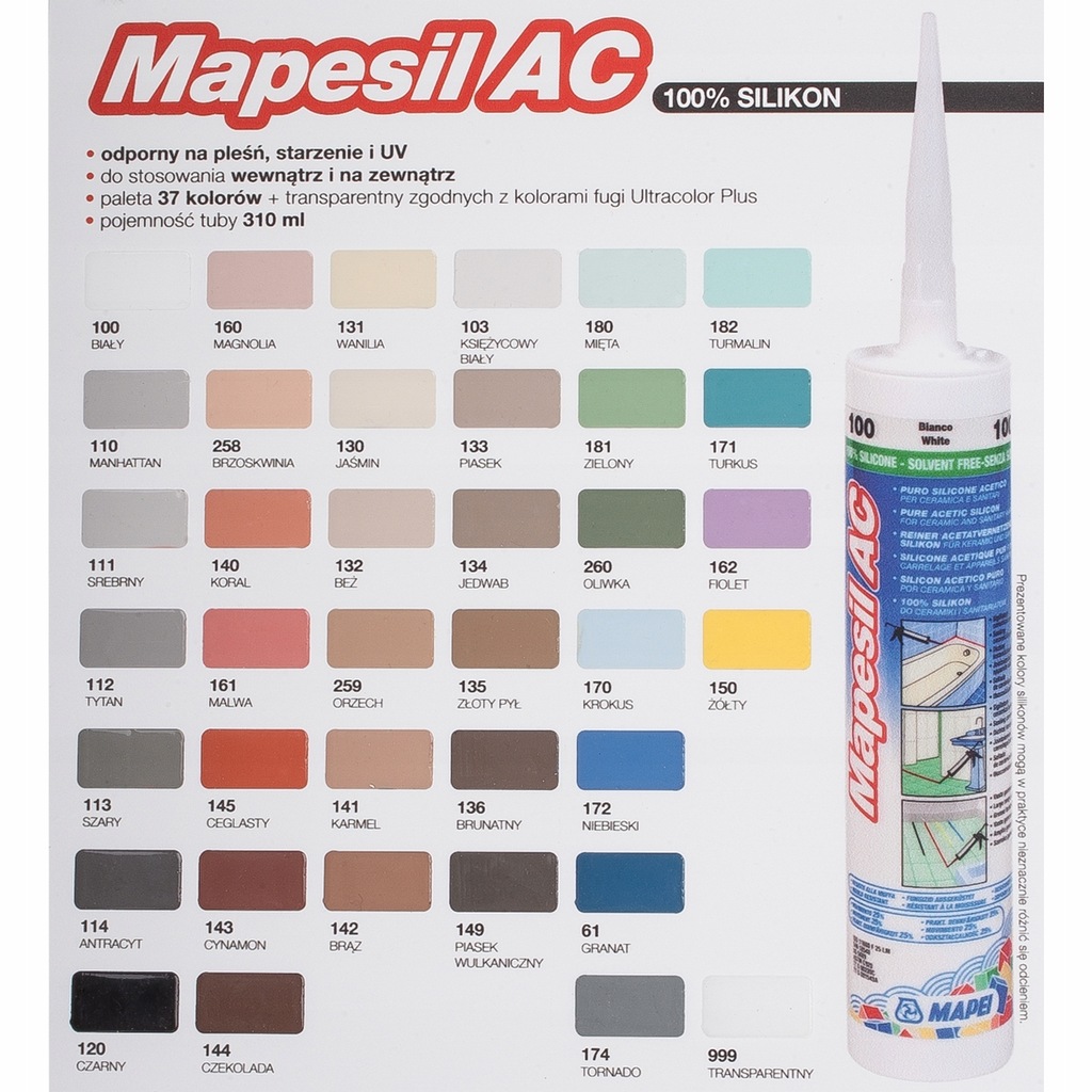 Przeterm.Silikon MAPEI Mapesil AC - mięta (180) - 7855936214 ...