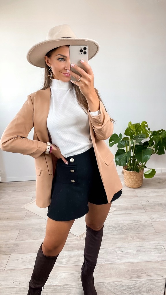 Marynarka Polwar Camel brąz długa klasyczna S/36 - 12670637318 ...