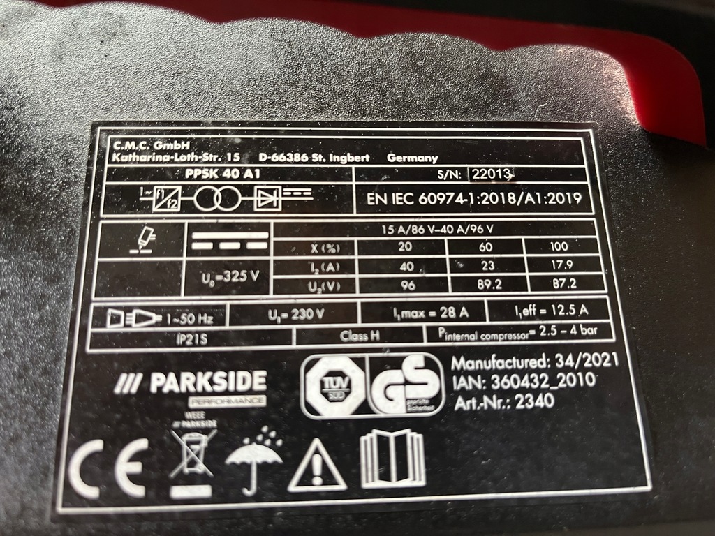 PARKSIDE PRZECINARKA Z KOMPRESOREM PPSK 40 A1 - 13442728254 - oficjalne ...