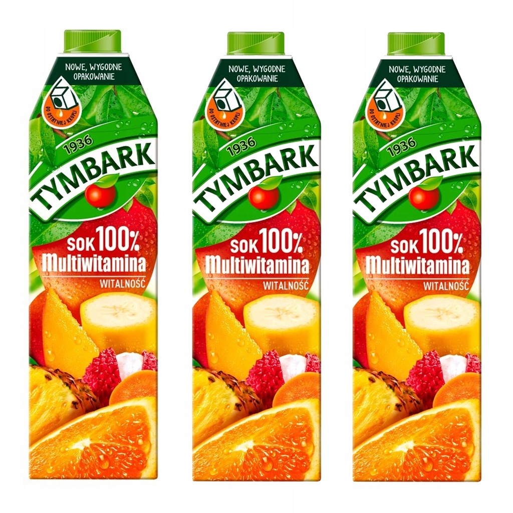 Tymbark Sok 100% multiwitamina 3 x 1l - 12109213457 - oficjalne archiwum Allegro