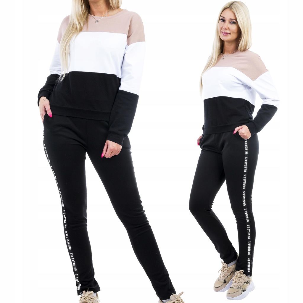 Z288 KOMPLET DRES LAMPAS PASY BEŻOWO - CZARNY r 46 - 11171036488 ...