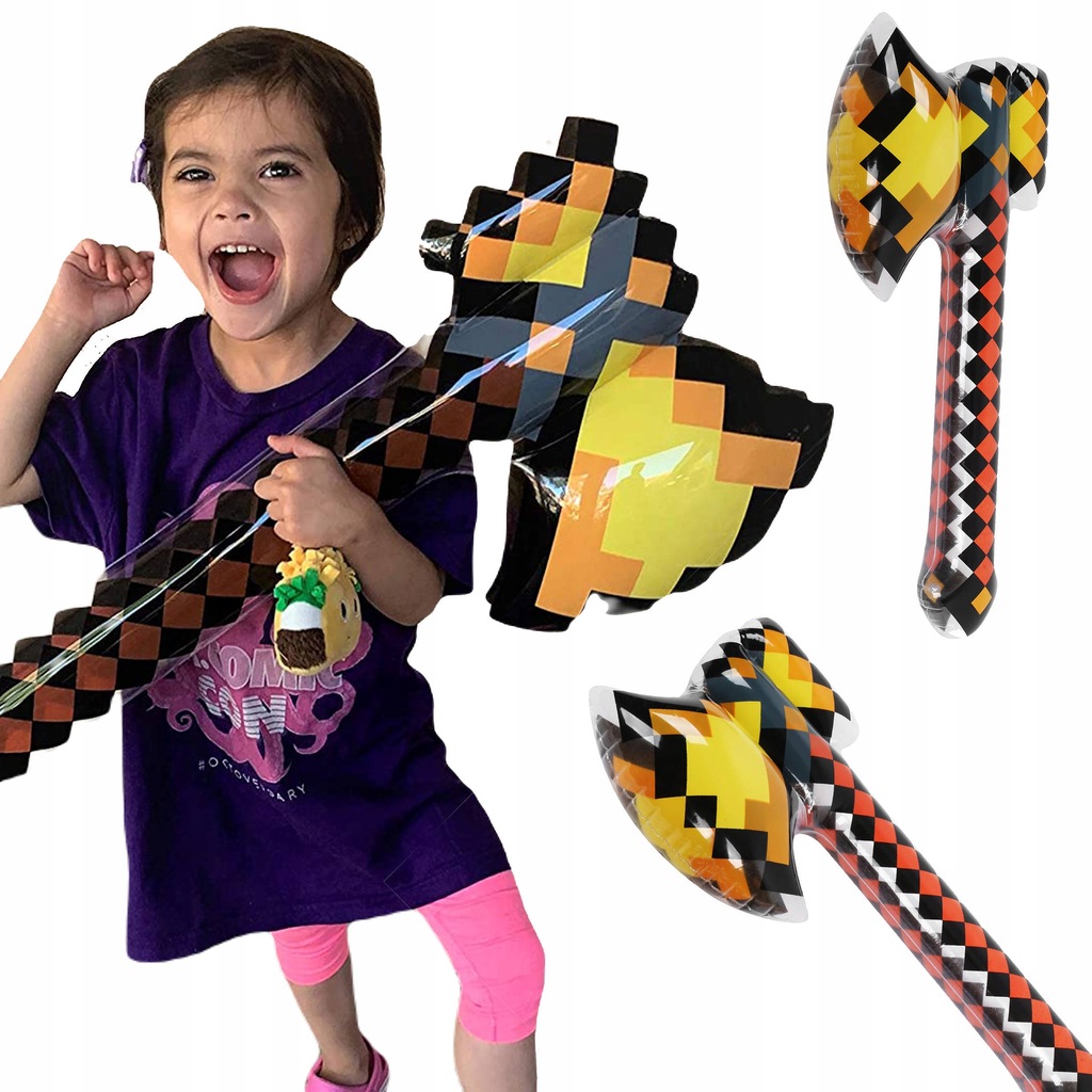 MINECRAFT PIXEL TOPÓR DMUCHANA SIEKIERA DO WODY - 12598228592 ...