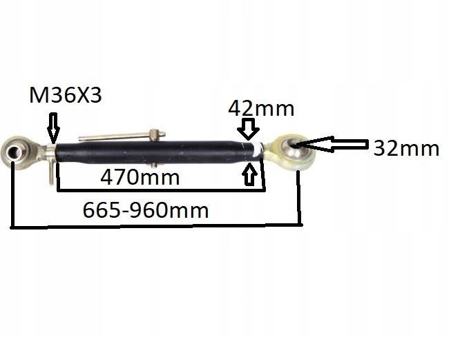 ŁĄCZNIK CENTRALNY 665-960mm M36x3,0 URSUS 1224 - 11336236658 - oficjalne archiwum Allegro