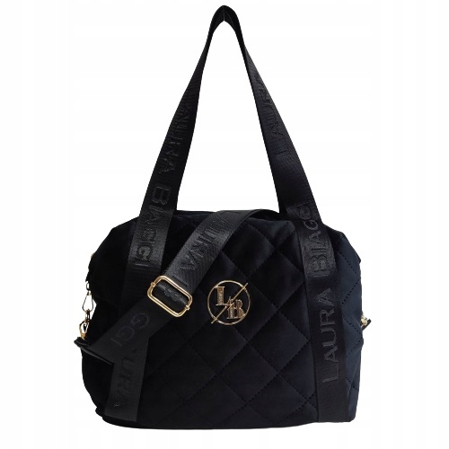 Torebka shopper Laura Biaggi czarna pikowana zamsz - 14477844077 - oficjalne archiwum Allegro