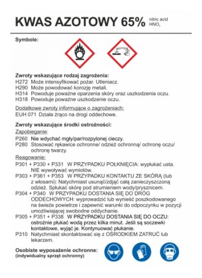 Kwas azotowy 56% naklejka znak BHP 10,5x14,8 - 7866585932 - oficjalne ...