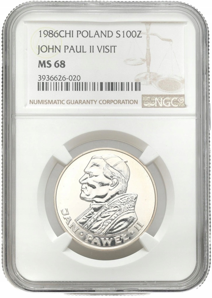 100 zł 1986 Jan Paweł II STEMPEL ZWYKŁY, nakład 80 sztuk NGC MS68 - SREBRO - 15969329218 ...
