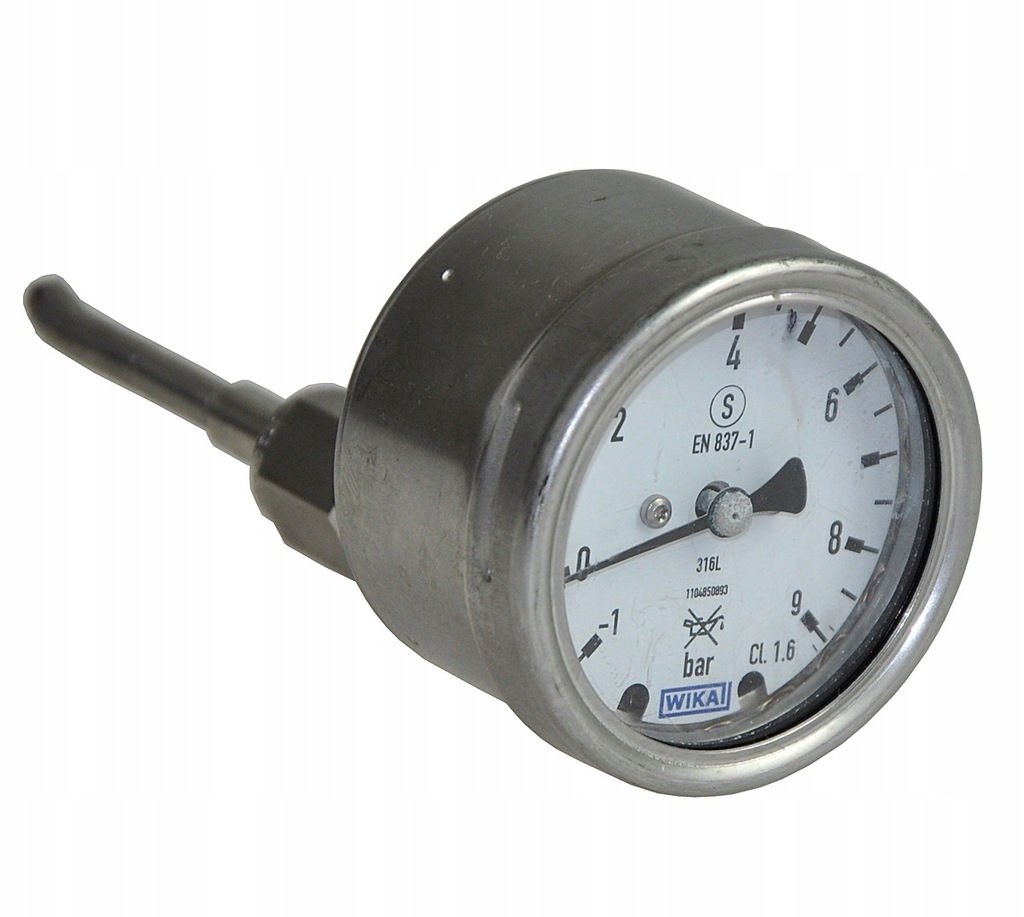 Manometr WIKA 9 barów, -1 bar, gazy agresywne - 9238175570 - oficjalne archiwum Allegro