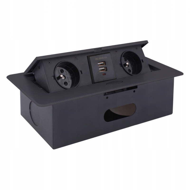 MULTIPORT 2x Gniazdko 2x USB chowane w blat CZARNY - 8889051732 ...