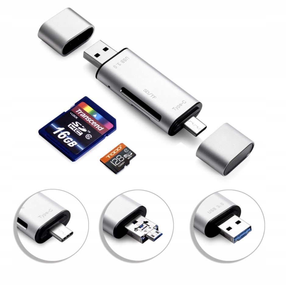 Купить Устройство чтения карт SD 5 в 1 microSD TF Micro USB USB-C OTG ...
