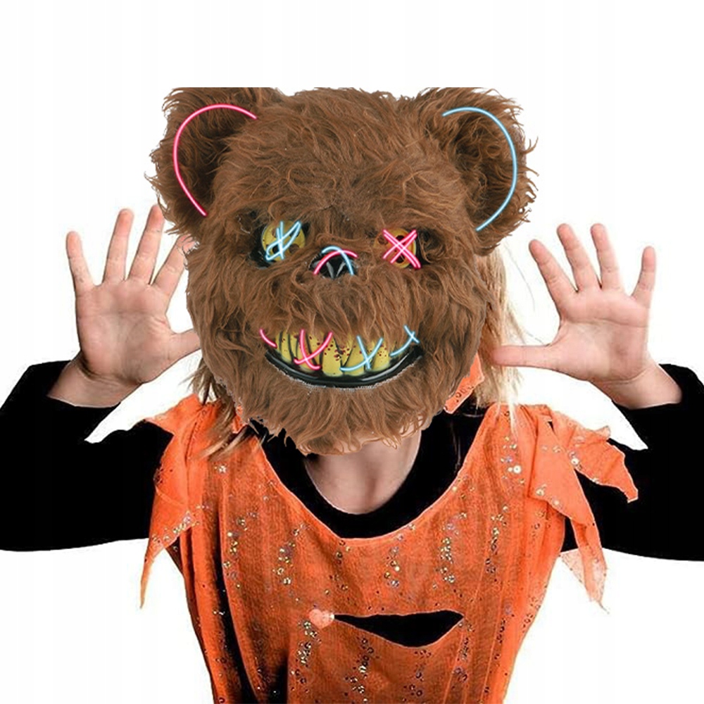 24CM*25,5 CM FURRY BEAR MASK LED HORROR HALLOWEEN COSPLAY PVC MASKA ...