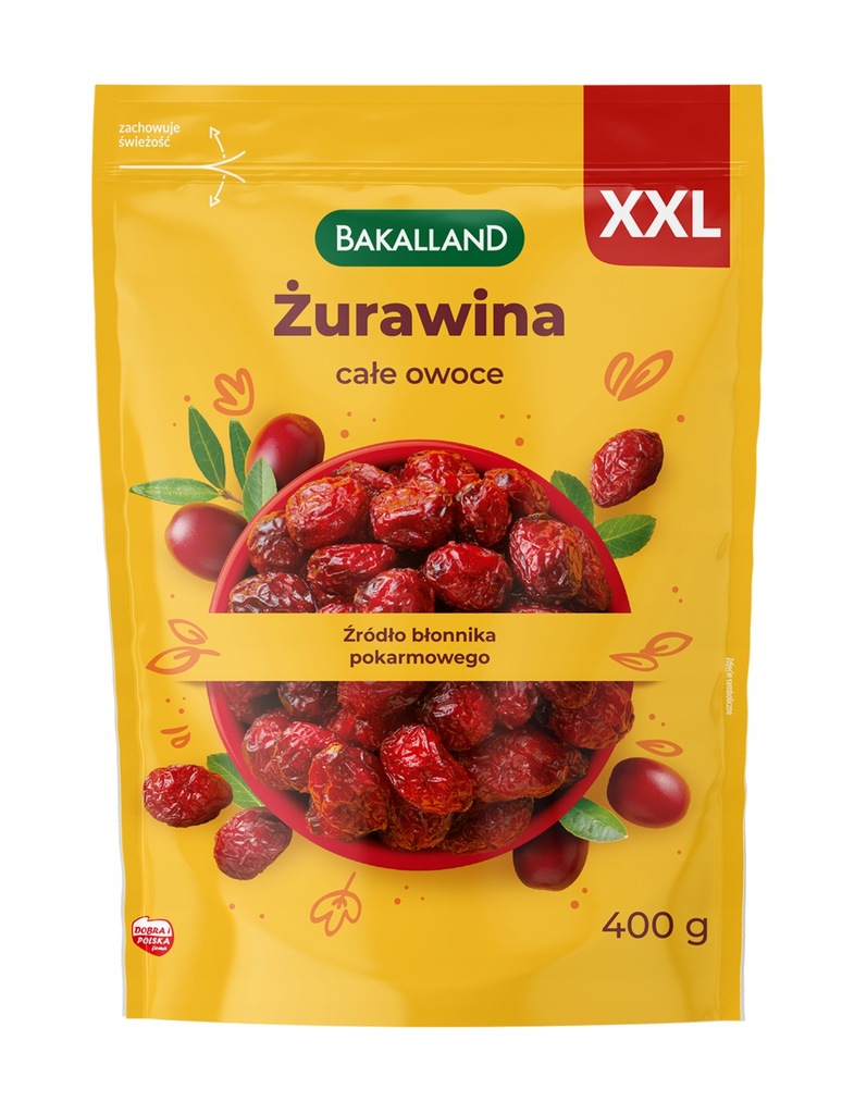 Żurawina suszona całe owoce soczysta Bakalland 400g bez siarki PREMIUM - 16888541900 - oficjalne ...