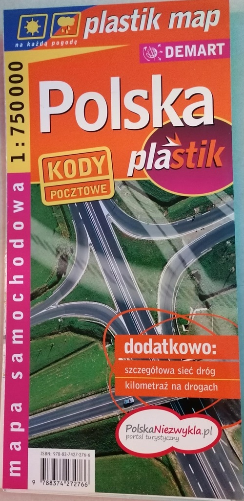 Polska mapa samochodowa plastik map DEMART - 13167240944 - oficjalne archiwum Allegro