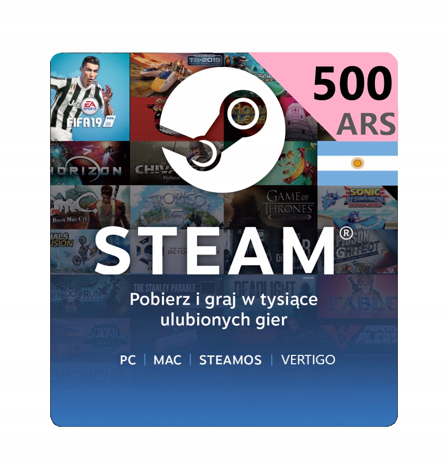 STEAM 500 ARS - Karta podarunkowa, Argentyna, Peso - 11183742893 - oficjalne archiwum Allegro