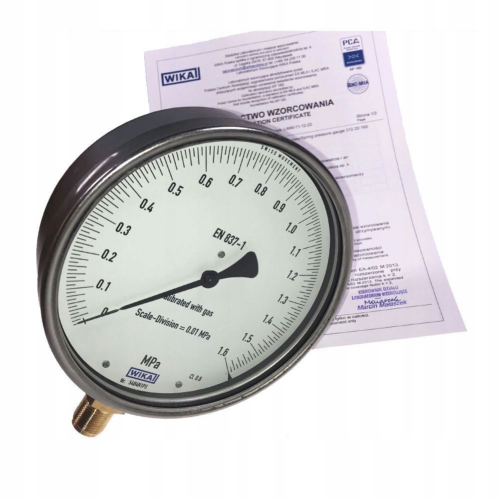 0-1,6MPa Manometr wzorcowy kl.0,6 WIKA 312.20.160 - 11904485474 - oficjalne archiwum Allegro