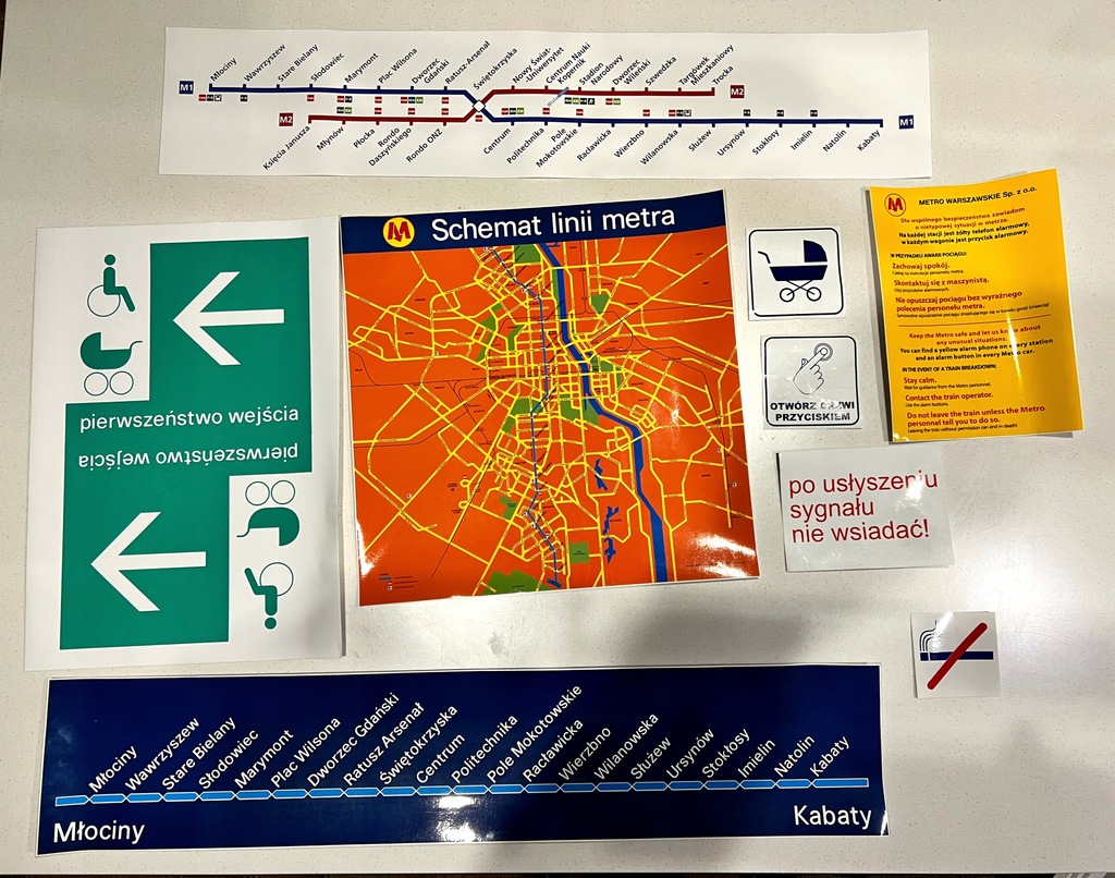 ZTM naklejki z Metro Warszawskie mapa Warszawa KMM - 13171394199 ...