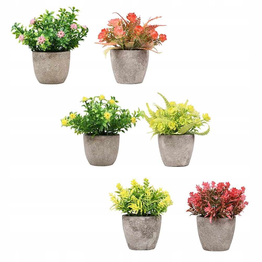 Potted Plant Desktop Decors Green Plants 6 Pcs - 13421949417 ...