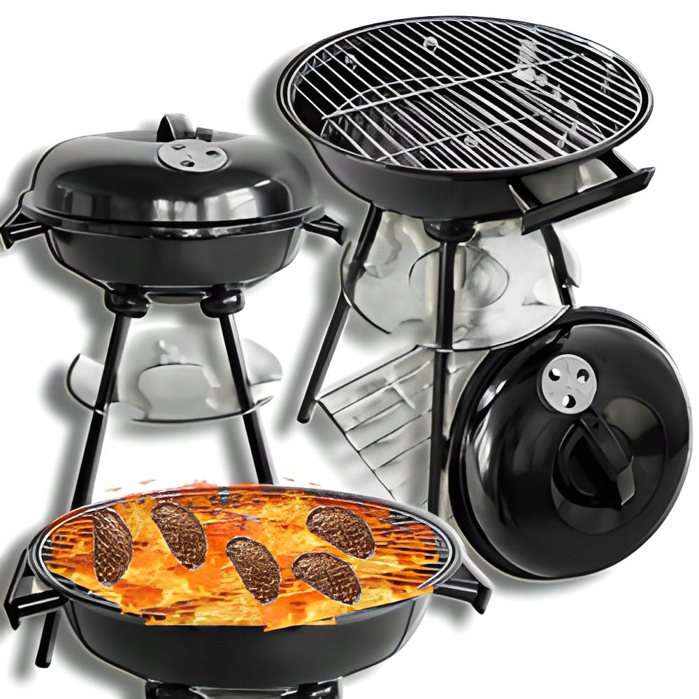 GRILL OKRĄGŁY Z POKRYWĄ OGRODOWY WĘGLOWY POPIELNIK PRZENOŚNY NA WĘGIEL ...