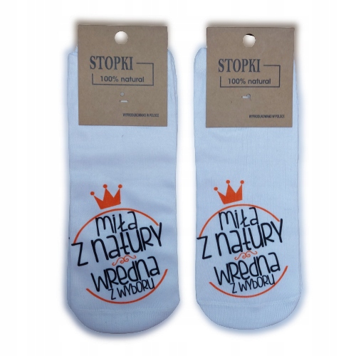 STOPKI Skarpetki Damskie z nadrukiem Miła z natury - 12623509082 - oficjalne archiwum Allegro
