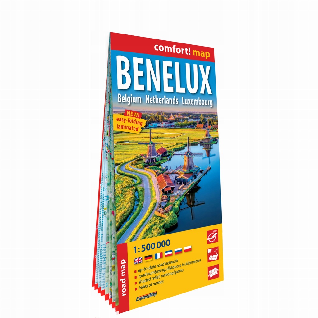 Benelux Belgium Netherlands Luxemburg road map 1:500 000 (laminat) 2025 ...