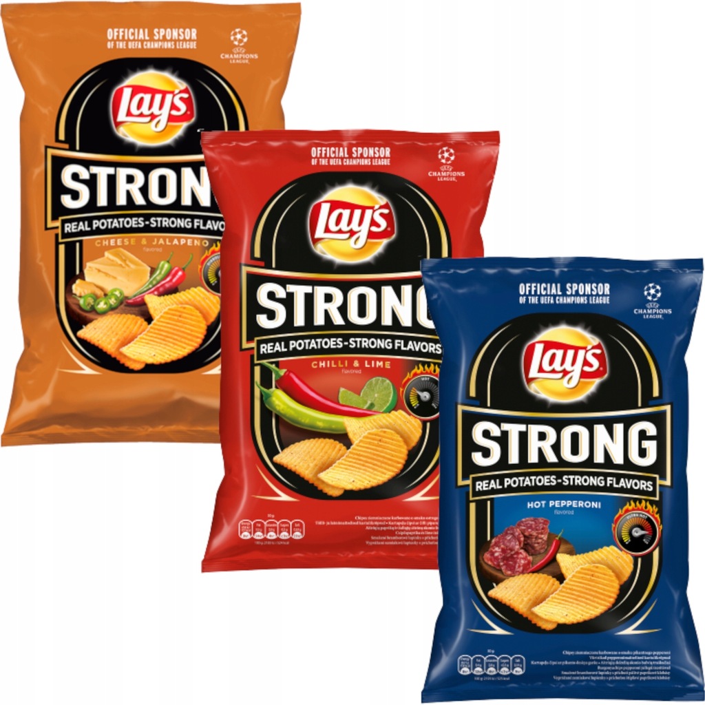 Lay's Lays Strong Zestaw Chipsy 3x 130g ostre - 11644026736 - oficjalne ...