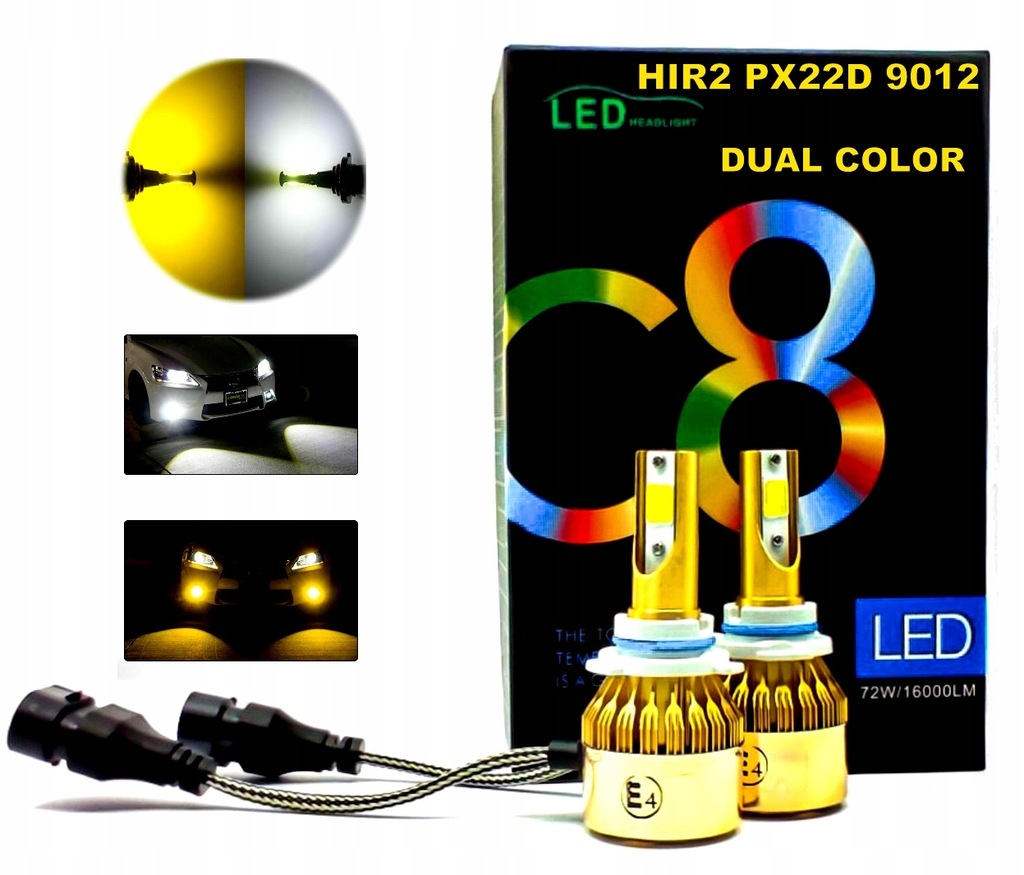 Ledowe Żarówki HIR2 PX22D 9012 Dzienne w Halogeny - 12436140732 - oficjalne archiwum Allegro