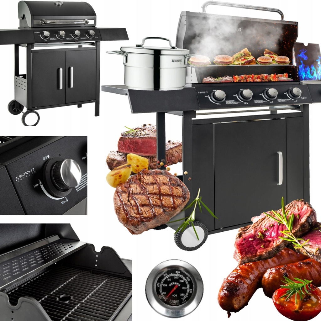 GRILL GAZOWY OGRODOWY NIERDZEWNY RUSZT + GRIL BBQ - 13614602122 ...