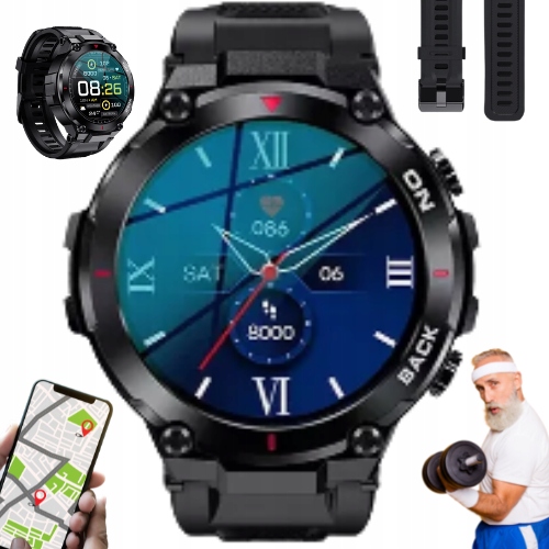 SMARTWATCH K37 ZEGAREK MESKI GPS SPORTOWY 480mAh - 13432544753 ...