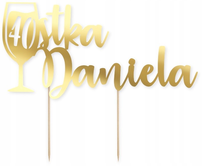 Topper na tort 40stka + imię złoty Topper na 40 urodziny - 13186708227 ...