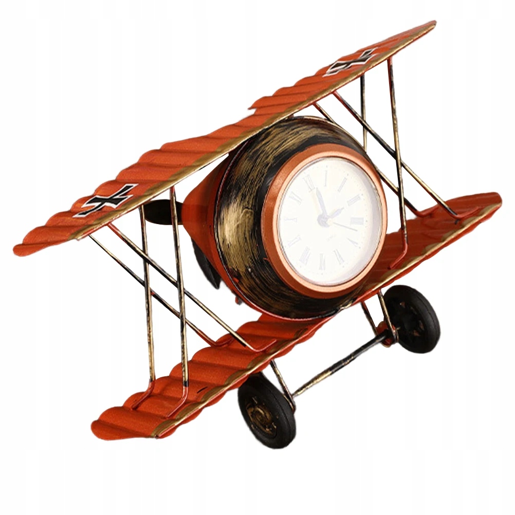 Vintage Plane Clock Metal Biplane Statue - 13840313435 - oficjalne ...